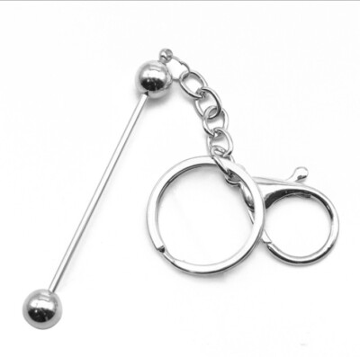 5 PC. Beadable key chains DIY SILVER FINISH key ring and hook clasp ...