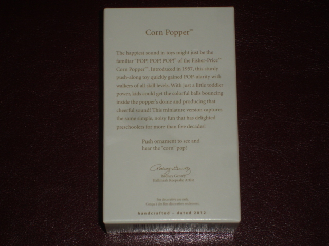 NIB HALLMARK ORNAMENT 2012 Fisher Price Corn Popper Pop NEW Keepsake | eBay
