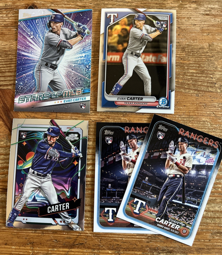 Evan Carter RC Rookie Card Lot of 5 Texas Rangers Topps Bowman Chrome ...