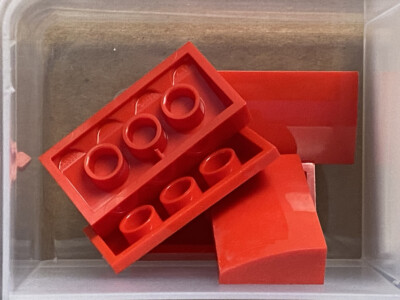 LEGO Parts - Red Slope, Curved 2 x 4 x 2/3 with Bottom Tubes - No 88930 ...