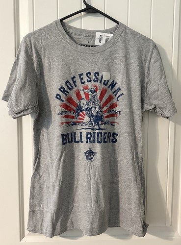 Professional Bull Riders T-Shirt Gray with Red Blue Lettering Large NWT ...