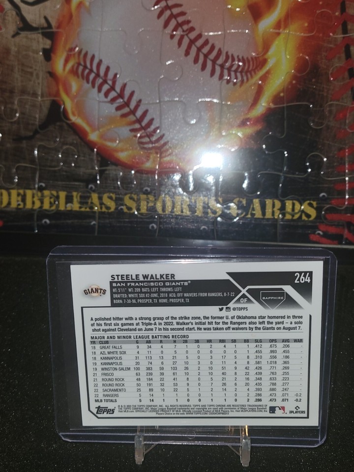 2023 Topps Chrome Sapphire Steele Walker Gold /50 San Francisco Giants ...