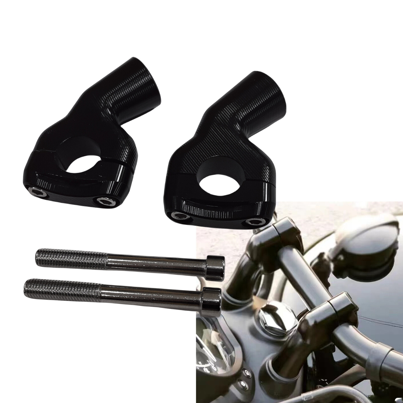 Black Motorcycle Handlebar Risers Kit For Triumph Bonneville T100 T120 ...