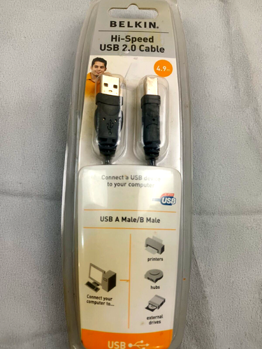 Belkin Hi-Speed USB 2.0 Cable USB A Male / B Male 4.9m Long for sale ...