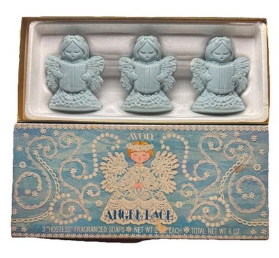 AVON Angel Lace Fragranced Hostess Soaps Boxed 3 Bars Blue Vintage | eBay