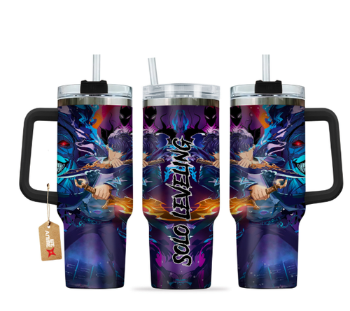 Sung Jin-Woo and Statue of God Solo Leveling Anime Custom Cup 40 oz 30 ...