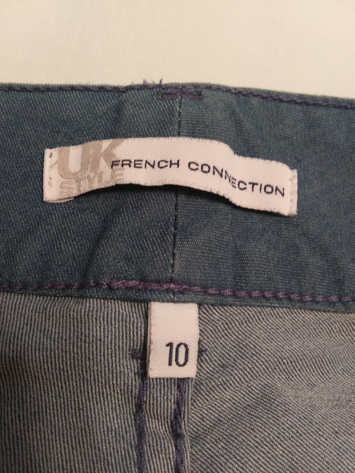 New! UK French connection jean Sz.10 zipper pockets flare true blue 34 ...