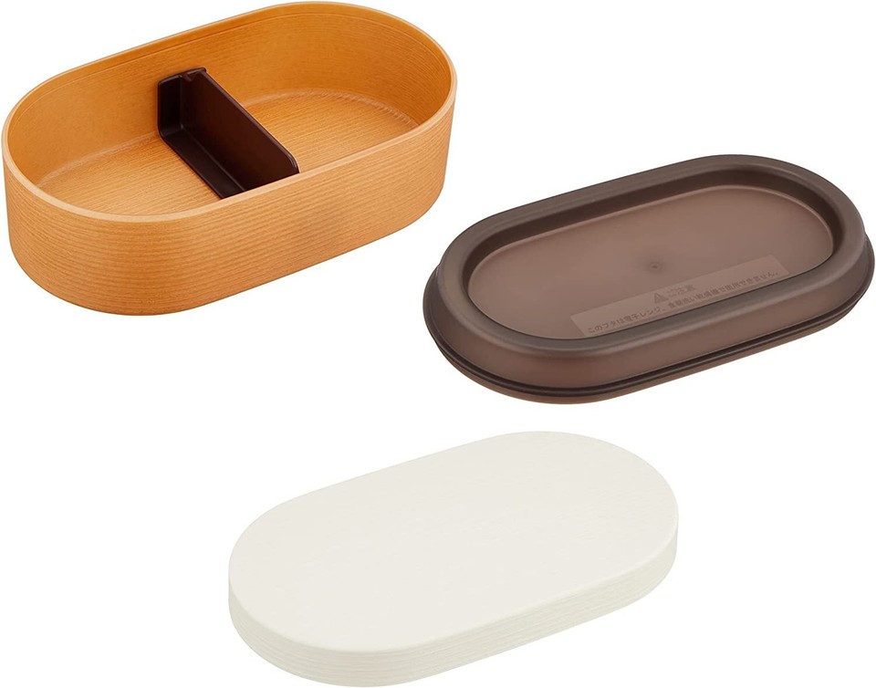 Masawa Showa Bento Box, Rice Hard to Stick, Wood Grain, Resin, Oval ...