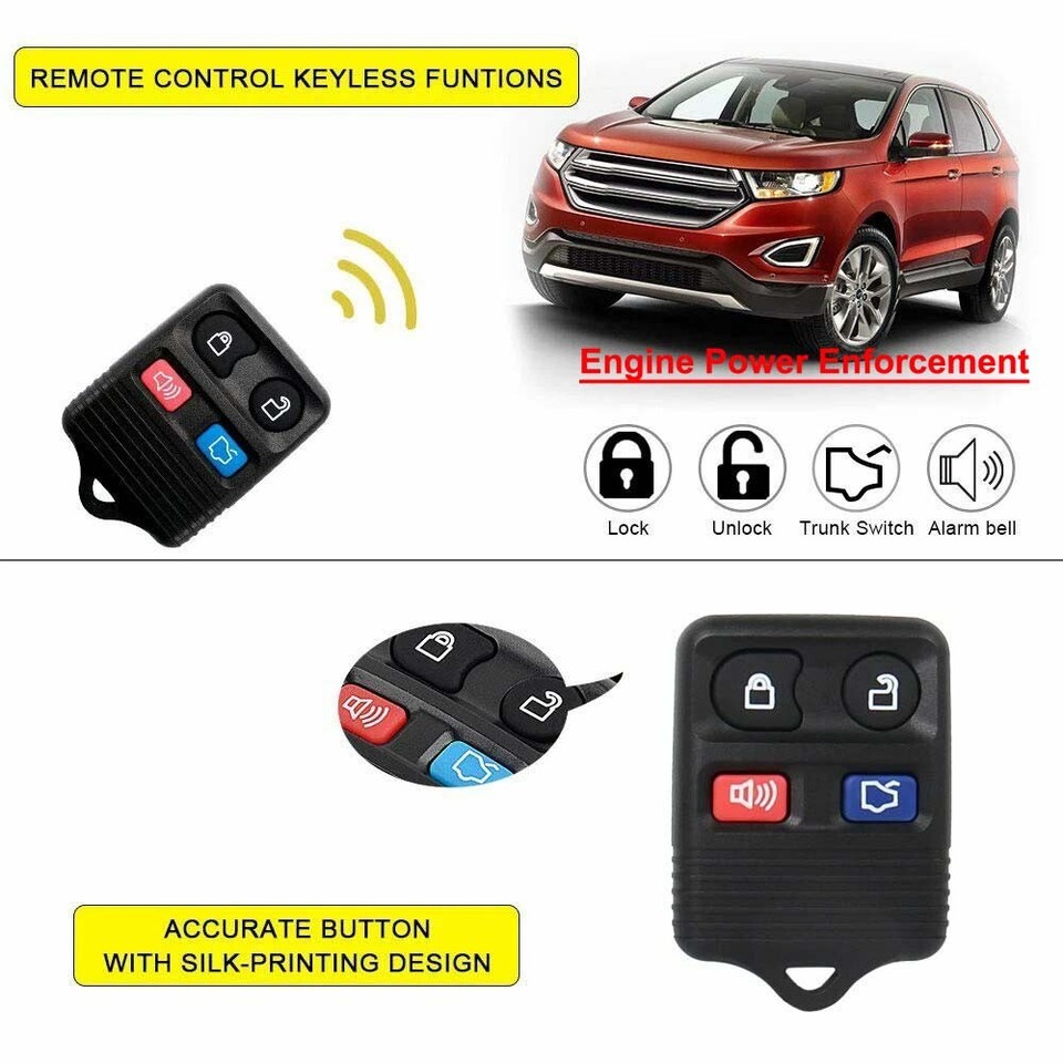 2pcs Replacement Car Keyless Entry Remote Control Alarm Key Fob Clicker ...