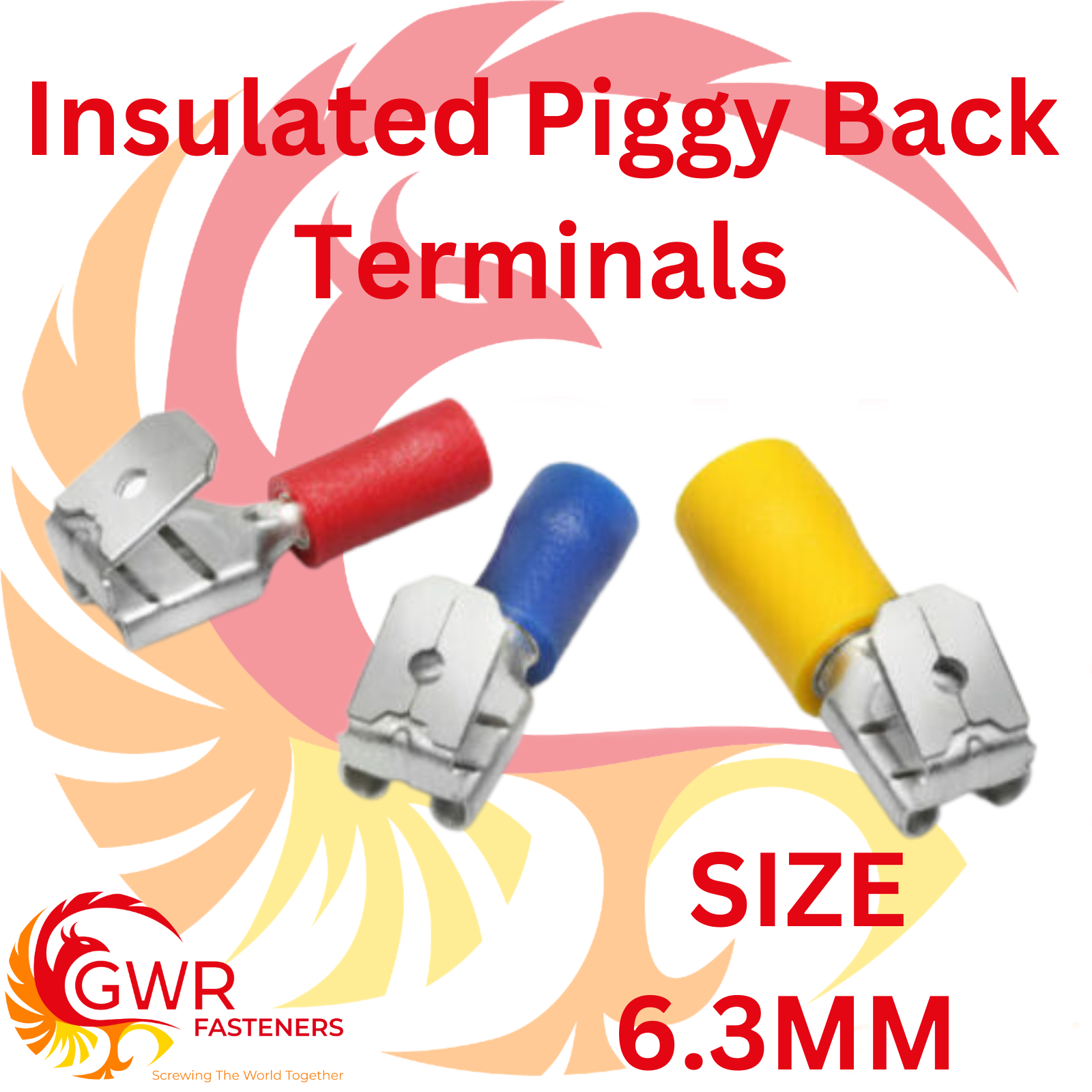 PIGGY BACK INSULATED CRIMP SPADE ELECTRICAL TERMINALS PIGGYBACK RED ...