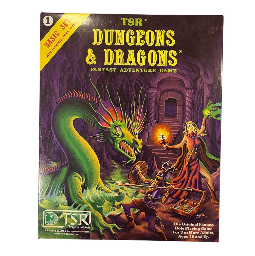 TSR Dungeons & Dragons Basic Set 1 VG Purple Box 1981 #1011 SEALED DICE ...
