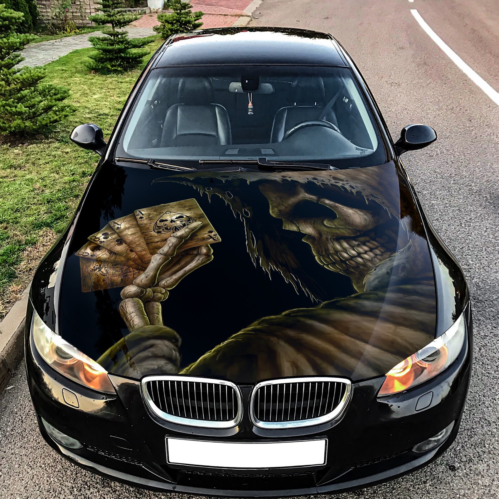 Death Skull Car Hood Wrap Decal Vinyl Sticker Full Color Graphic Fit ...