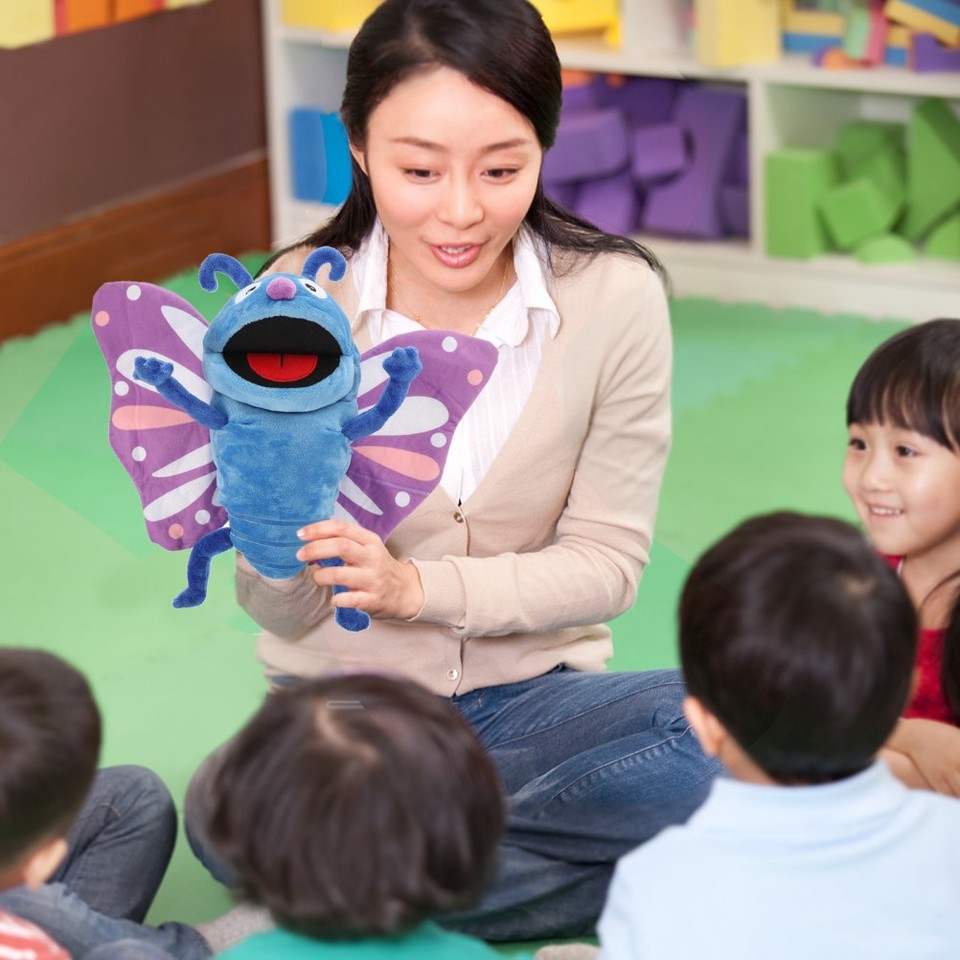 Plush Hand Puppet Stuffed Cartoon Butterfly Doll Hand Puppet Plaything ...