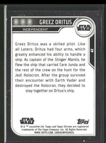 2023 Topps Chrome Star Wars #29 Greez Dritus | eBay