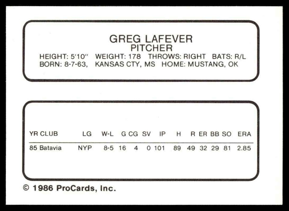 1986 ProCards Waterloo Indians Greg LaFever Waterloo Indians #17 | eBay