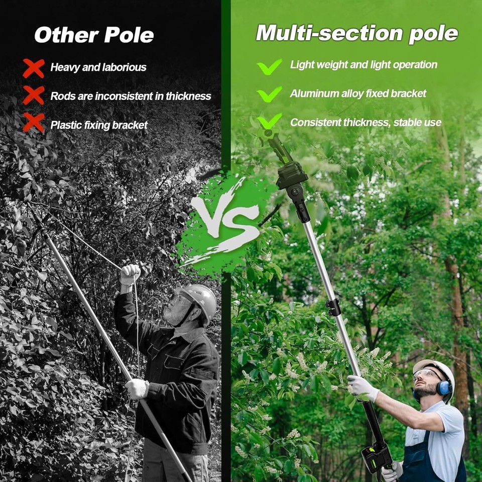 2-IN-1 Electric Pole Pruning Shears Cordless For Tree Trimming 9ft ...