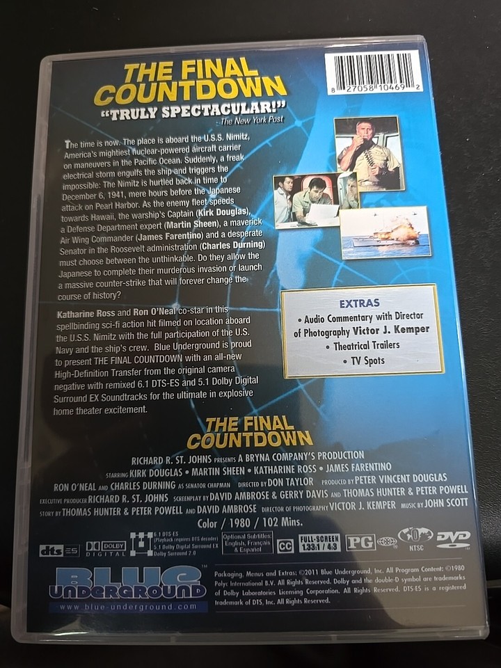 The Final Countdown (DVD, 1980) Rare OOP Mint Kirk Douglas Martin Sheen ...