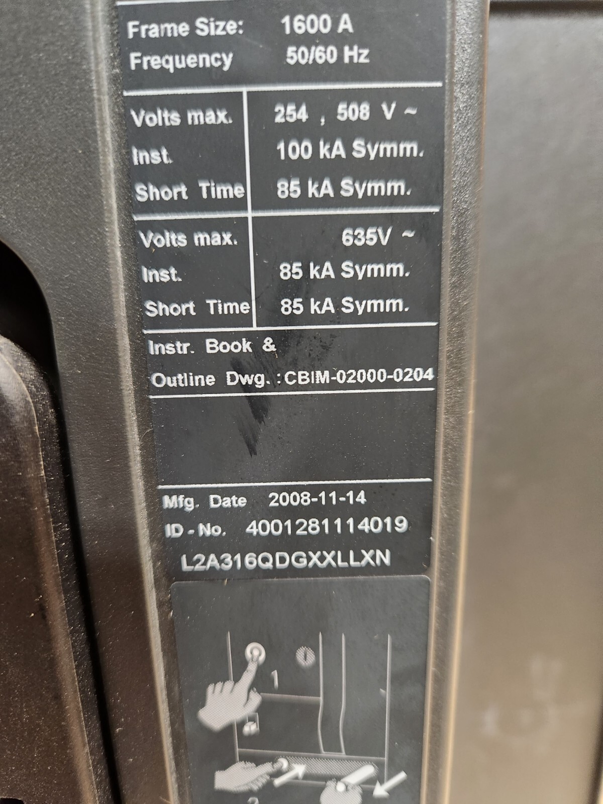 Siemens Cubicle Bus Circuit Breaker 1600 A WLL2A316 ETU745 1200A Plug ...