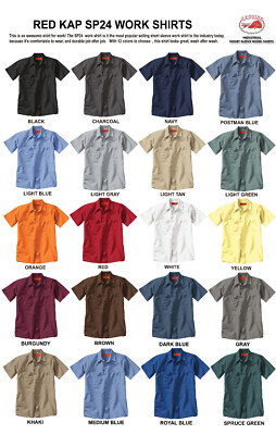 NEW Mens Red Kap Short Sleeve Uniform WORK SHIRT SP24 Solid Color 2ND ...