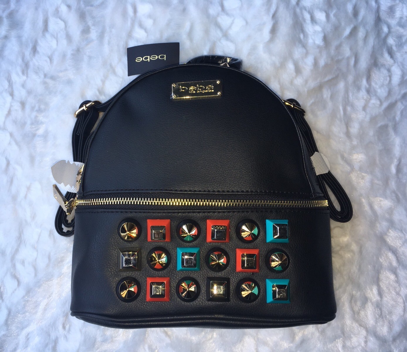 bebe Sadie Studded Black Mini Backpack Purse RGT 🌹 | eBay