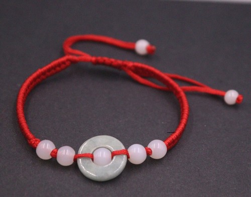 Lucky Red String Thread Braided Knitted Jade Circle White Bead Small ...