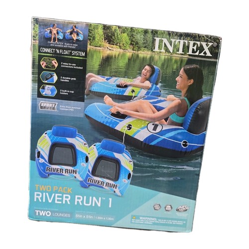 Intex River Run 1 Inflatable Floating Water Lounge Tube Raft, 2pk ...