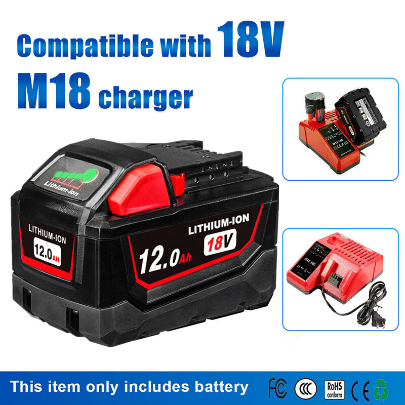 2PACK 12Ah For Milwaukee M18 12.0Ah HD High Output Battery 48-11-1812 ...