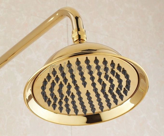 Bathroom 8" inch Round Gold Color Brass Bathroom Rain Shower Head ...