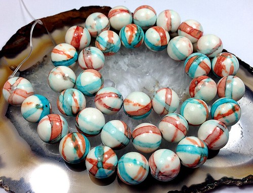 10mm Red Blue Rain Stone Round Loose Beads 16" | eBay