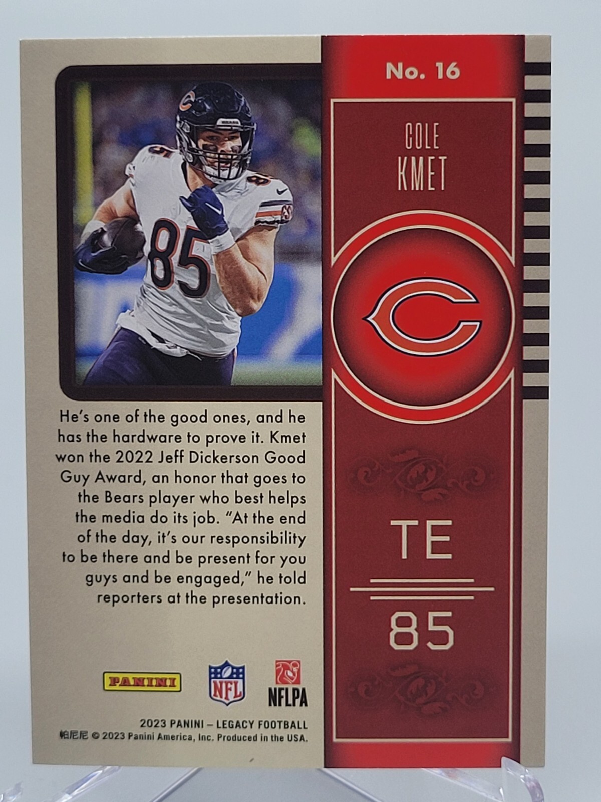 2023 PANINI LEGACY COLE KMET BASE FOOTBALL CARD CHICAGO BEARS NFL 16 ...