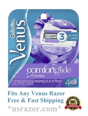 4 Gillette Venus Comfort glide Freesia Razor Blades Refill Cartridge ...