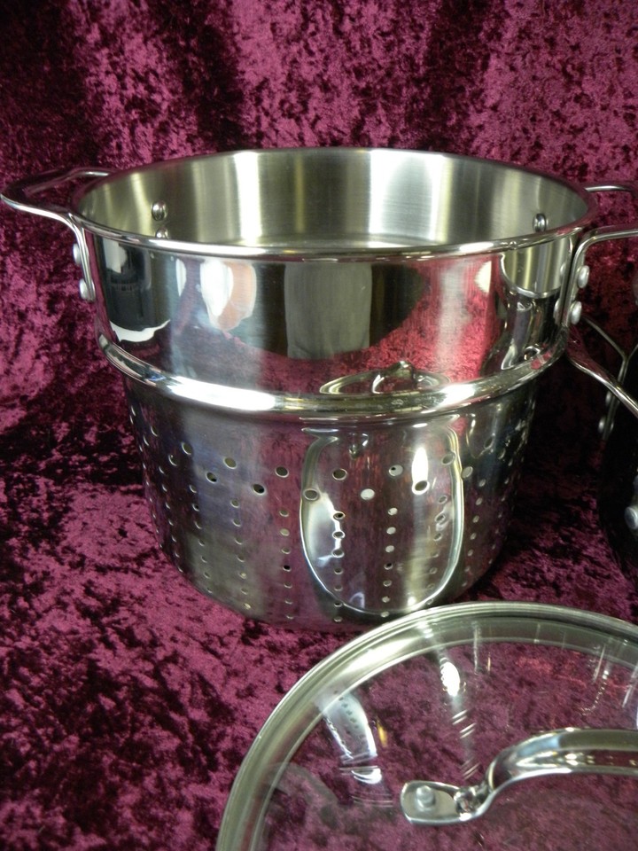 Calphalon Stainless Steel 6 Quart Stock Pot 8606 Pasta Insert Induction ...