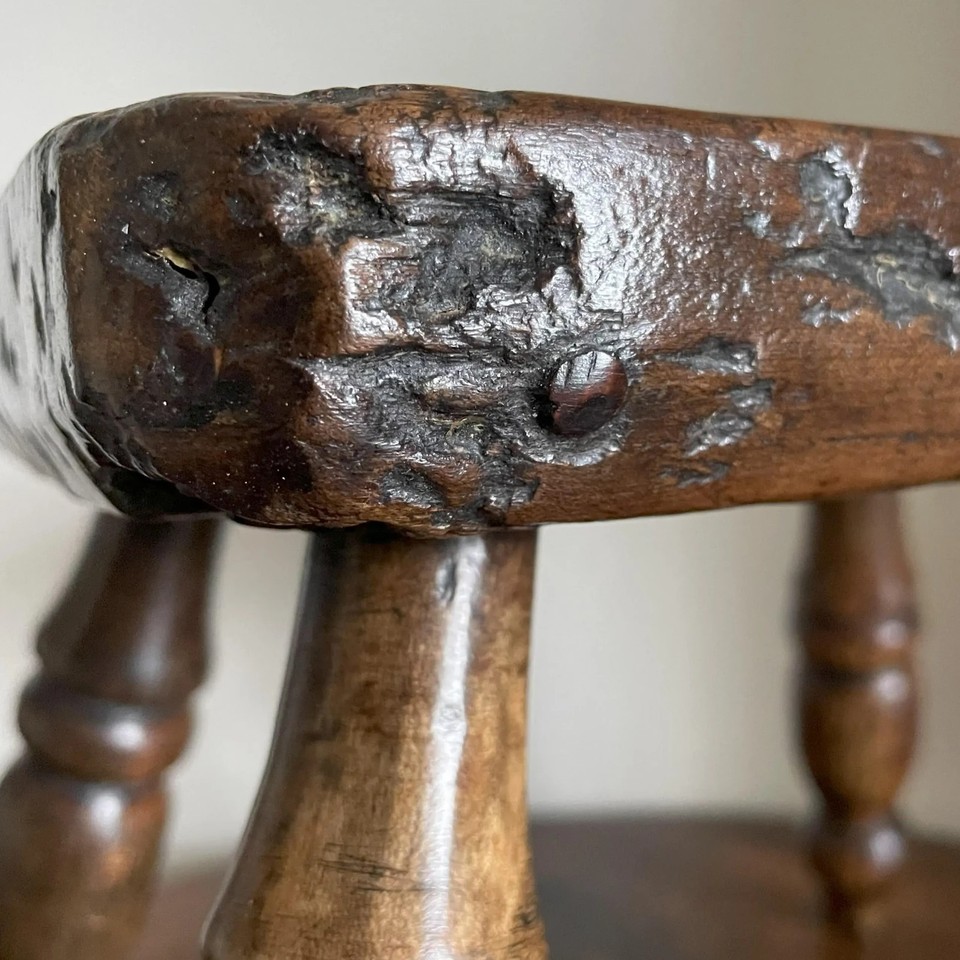 Antique early 19th century ash candle stand or small stool early 19th ...