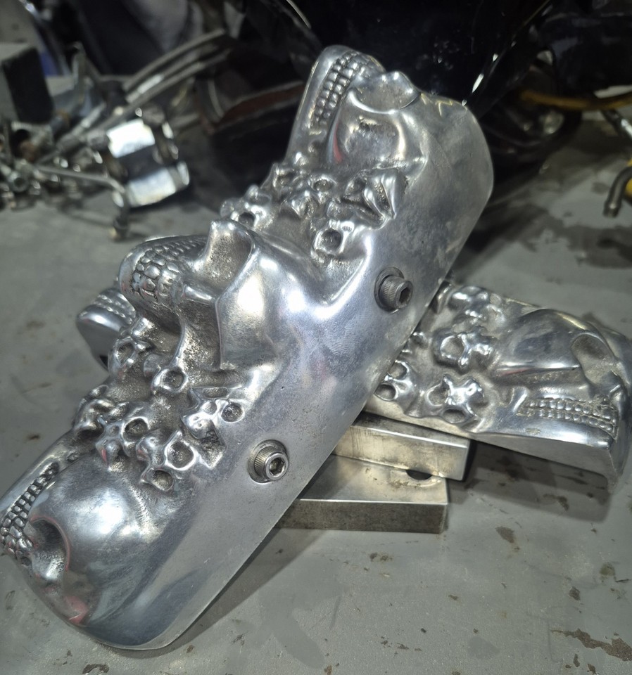 harley evo chopper custom cast aluminum skull rocker box covers | eBay