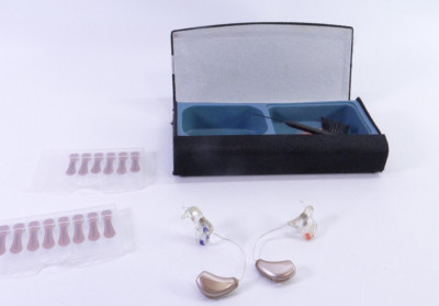 Audibel Silver Plus + Rose Gold Hearing Aids w/Hardshell Case & Extras ...