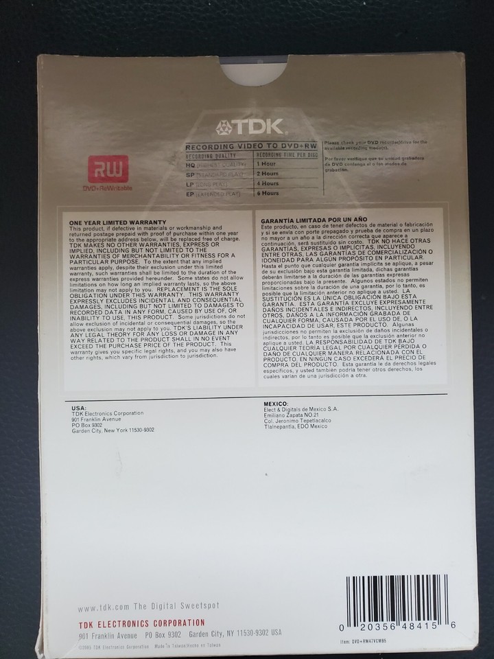 TDK DVD-RW 4 Pack of 4.7GB Rewriteable DVD Blank Discs | eBay