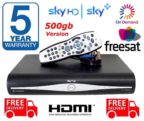 SKY+ HD BOX PVR5 - DRX890 500gb + REMOTE CONTROL + RF PORTS *** 5yr ...