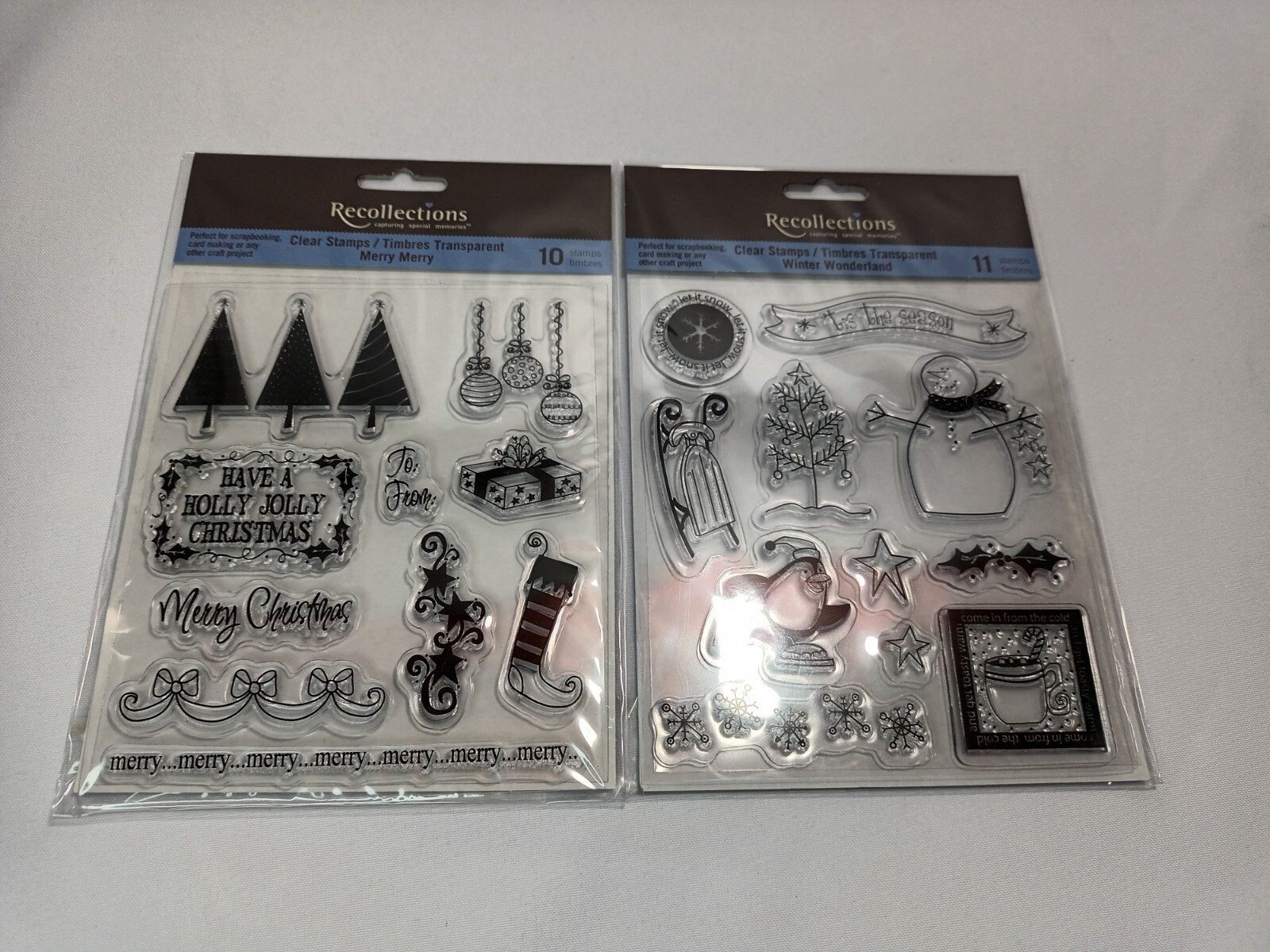 New Recollections Clear Stamps 21 Pcs Winter Theme Christmas Snowman ...