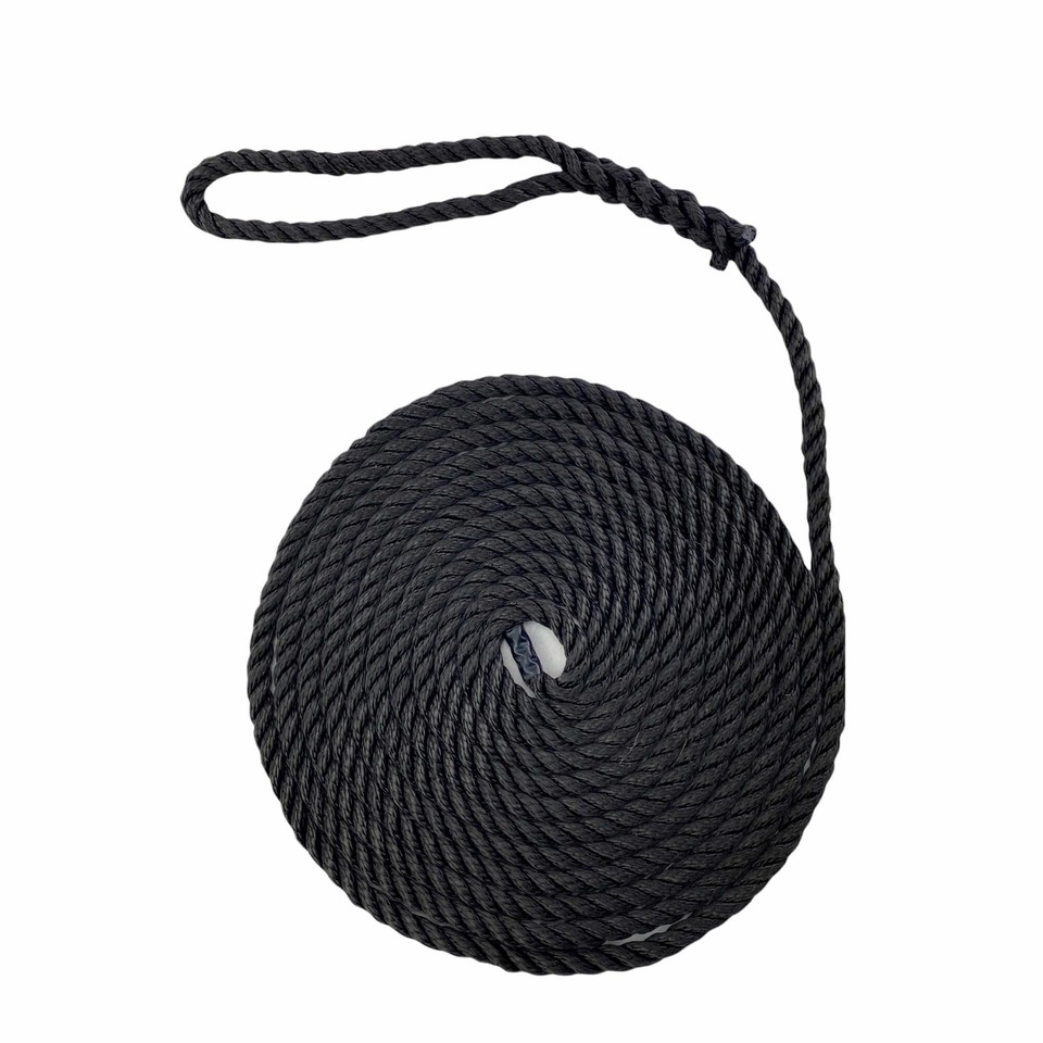 2 x 24mm Black Softline Mooring Ropes x 30m C/W 8inch Soft Eye, Warps ...