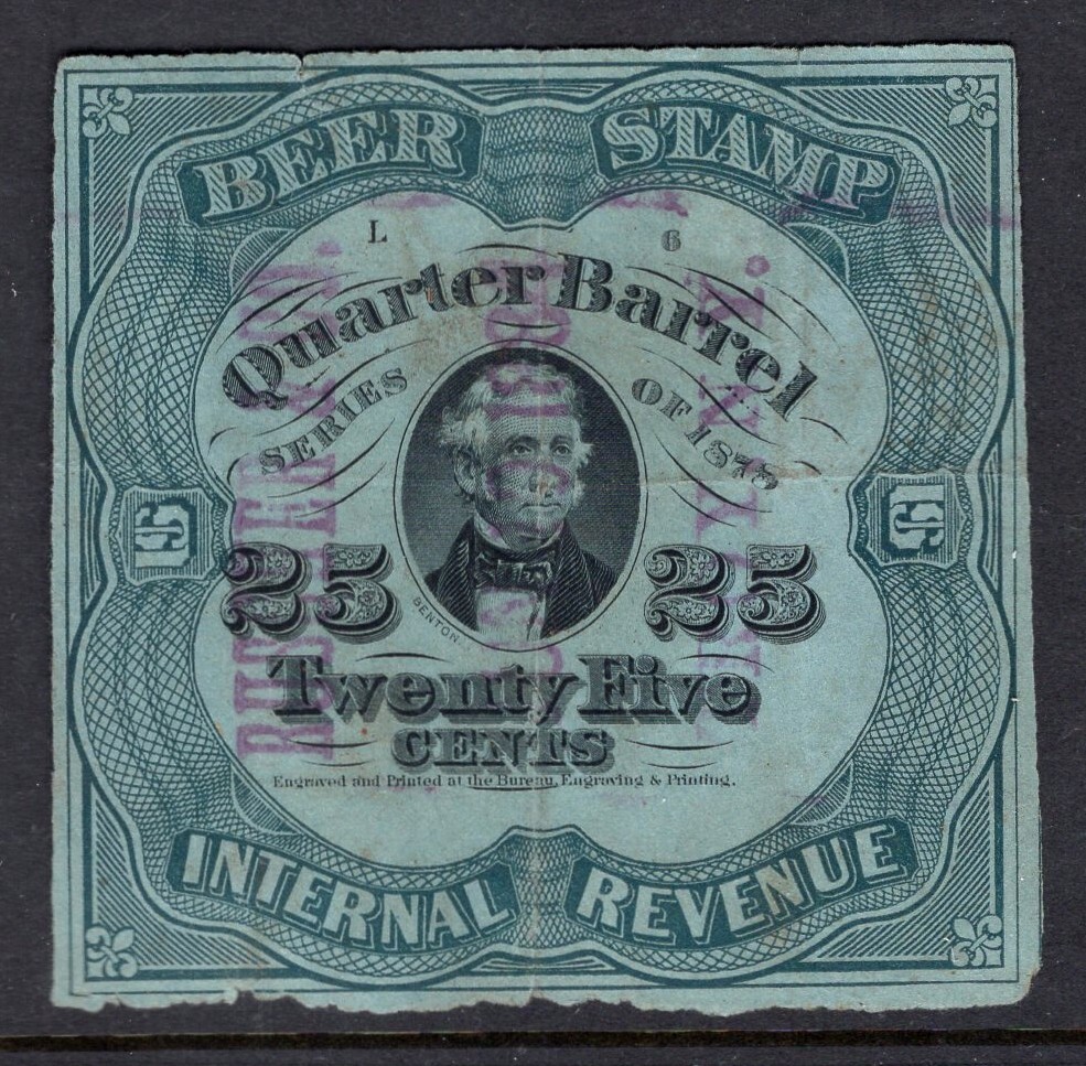 U.S. SC. #REA37e & REA39c 1878 12-1/2c & 25c BEER STAMPS-USED-CAT. $65. ...