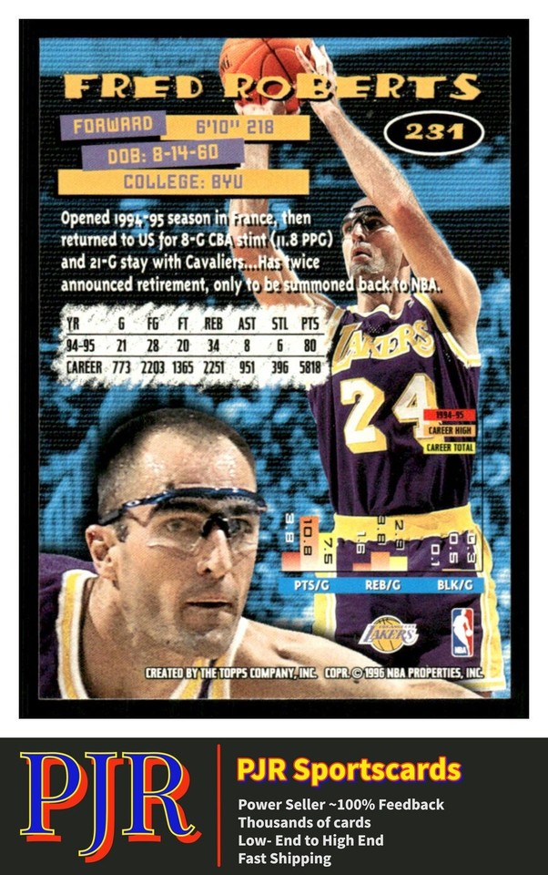 1995-96 Stadium Club #231 Fred Roberts Los Angeles Lakers 35% Off 4+ | eBay