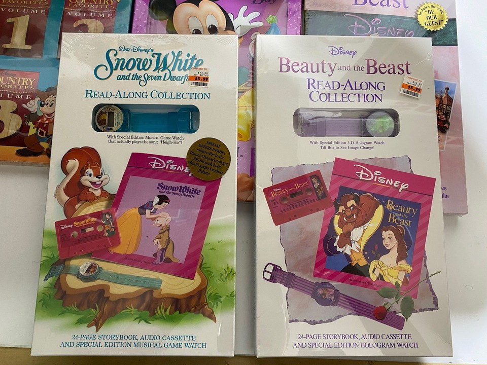 Lot of 10 Sealed Walt Disney Read Along Book Cassette Tape Sets Aladdin ...