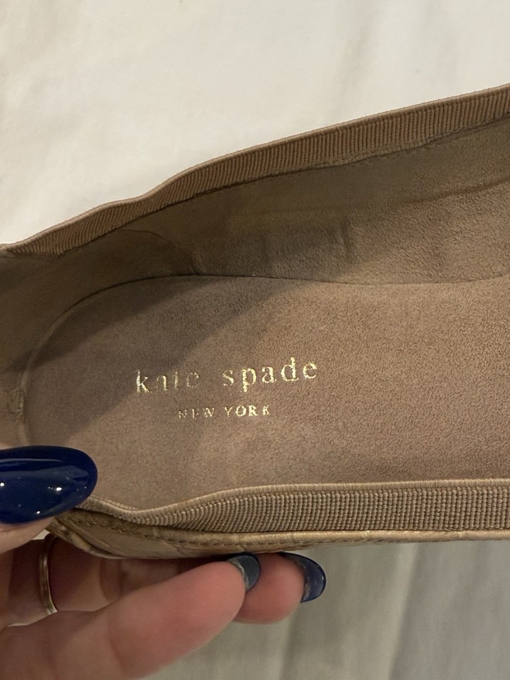 KATE SPADE Slip On Size 8.5 New York Snake Print Ballet Leather Flats ...