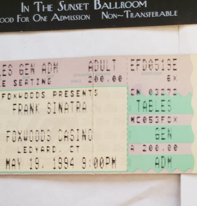 94 FRANK SINATRA (2) FULL TICKET & PRE SHOW DINNER PARTY TICKETS ...