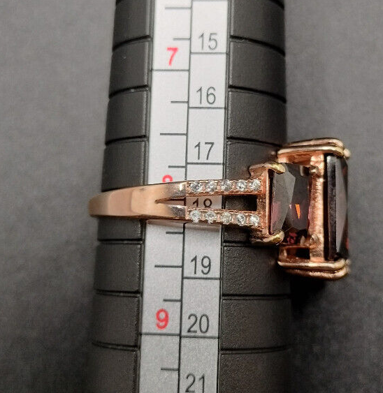 Large Deep Purple/Maroon Stone Gold Tone 925 Sterling Silver Womens ...