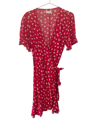 Ghanda Wrap Dress Red Floral Size M | eBay