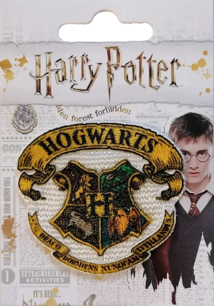 Harry Potter Iron-On Patch: Hogwarts Crest Four Houses w/H Center New ...