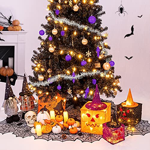 3 Pack Halloween Decoration Gift Box With Plug Top Hat And 70 Led ...