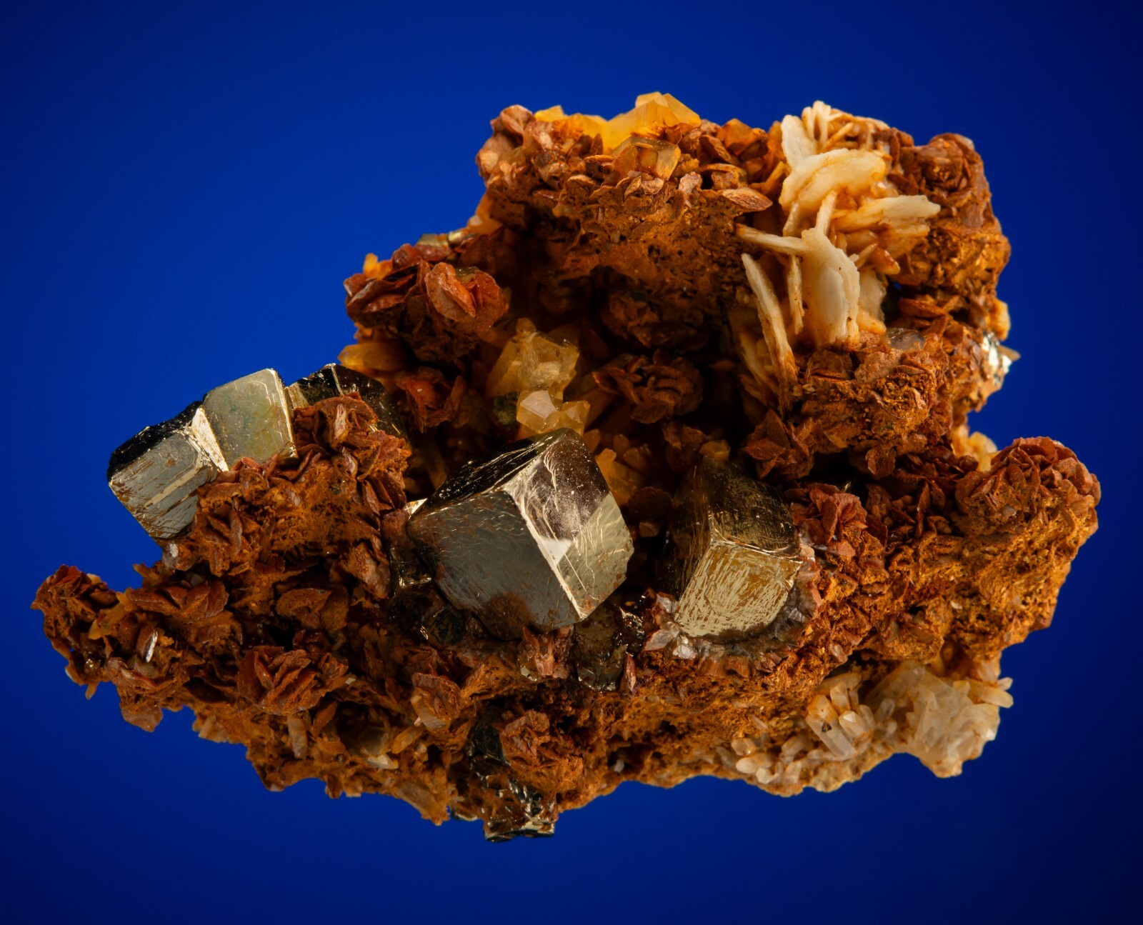 Pyrite with Barite on Siderite and Quartz Alice Mine, Colorado 1702-091 ...