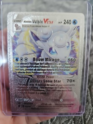 Alolan Vulpix VStar Silver Foil Fan Art Textured Collector Pokemon Card ...